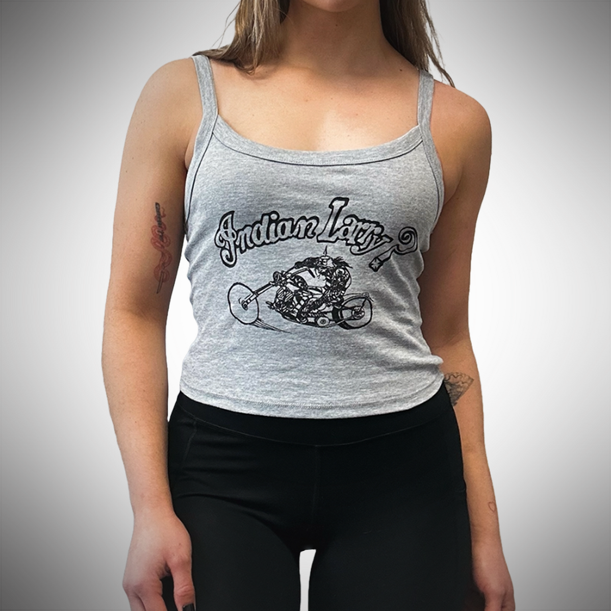 Ladies Cropped Cartoon Tank– Indian Larry Motorcycles