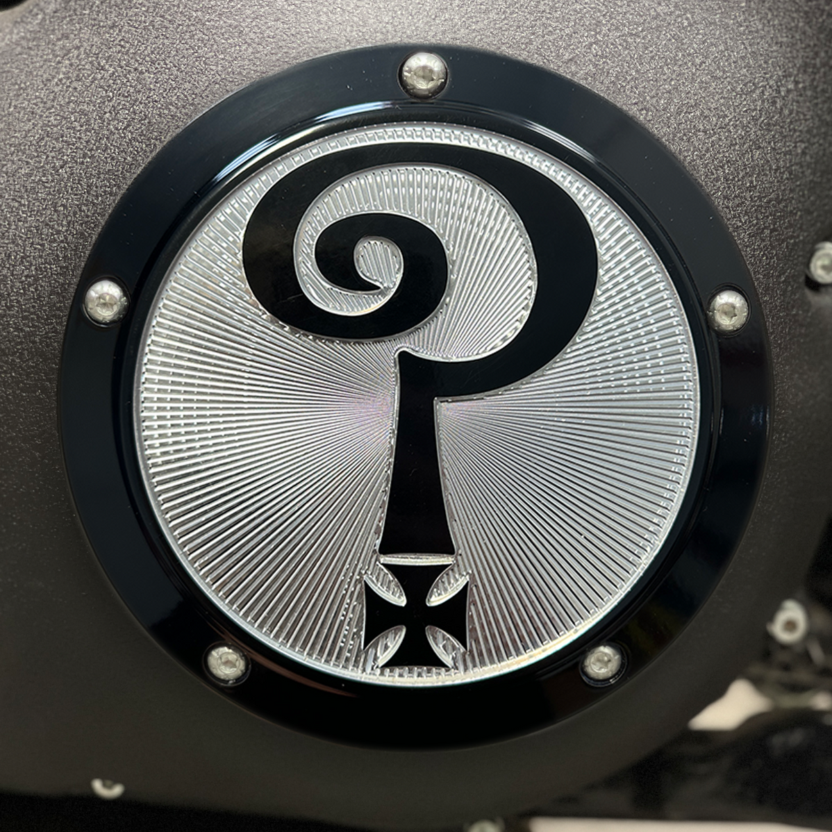 Question Mark Twin Cam Derby Cover - Gloss Black + Aluminum– Indian ...