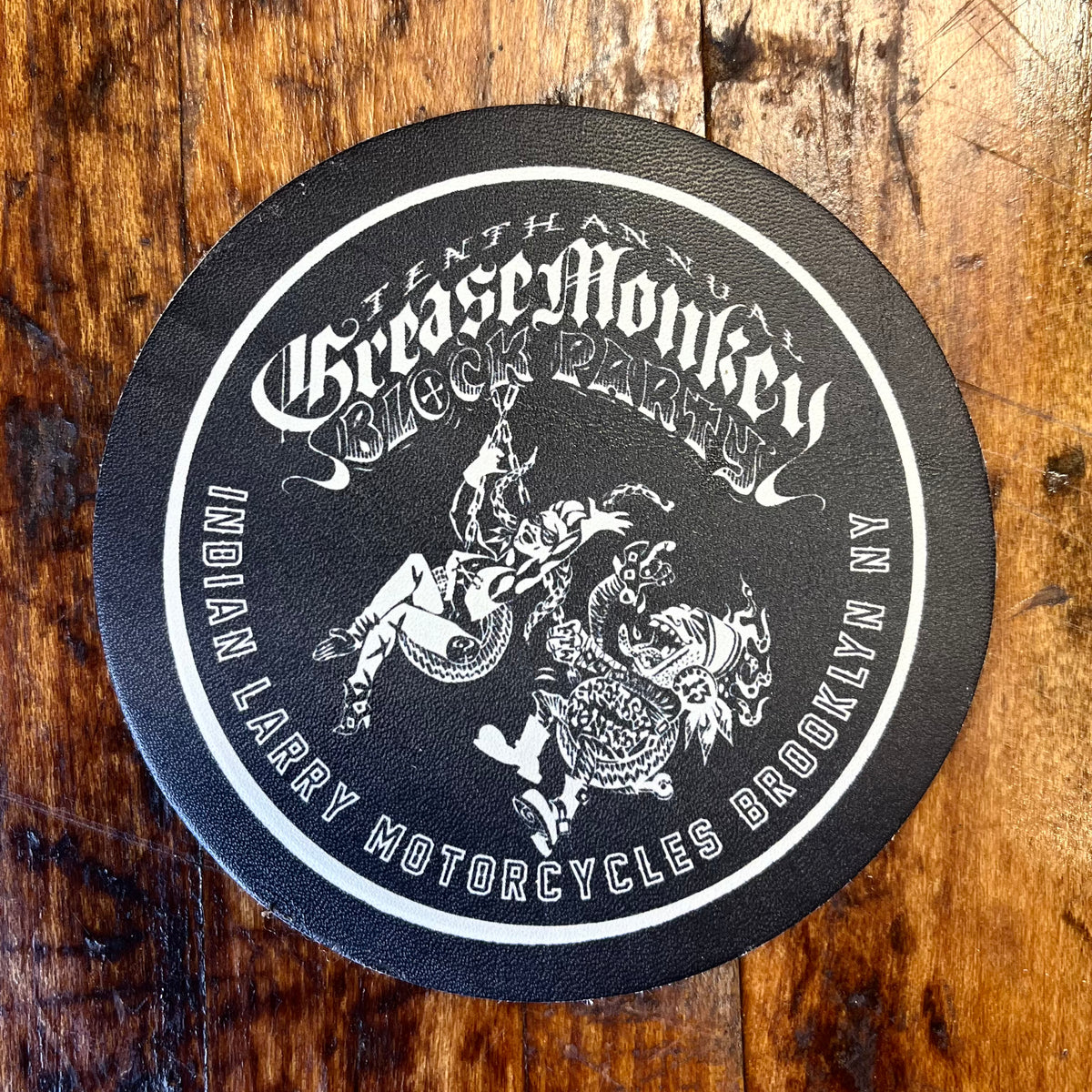 "10th Annual Grease Monkey Block Party" Leather Patch– Indian Larry ...