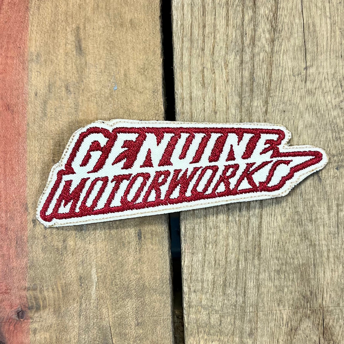Vintage Genuine Motorworks Patch Red + White– Indian Larry Motorcycles